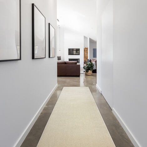 Alfombra de pasillo KARMEL llanura, un color blanco 60 cm white 60x410 cm