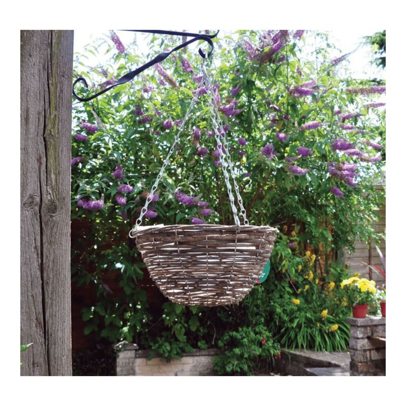 2x Dark Rattan Hanging Basket 12inch