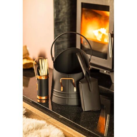 Heavy Duty Fireside Storage set Coal Bucket Set Metal Black Coal ...