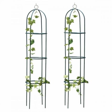 2x Metal Garden Obelisk Climbing Plant Support Frame