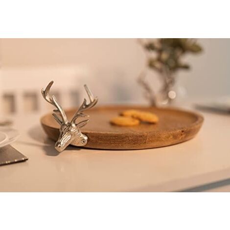 Wooden & Metal Stag Cake Tray Plate Reindeer Deer Display Plate Silver ...