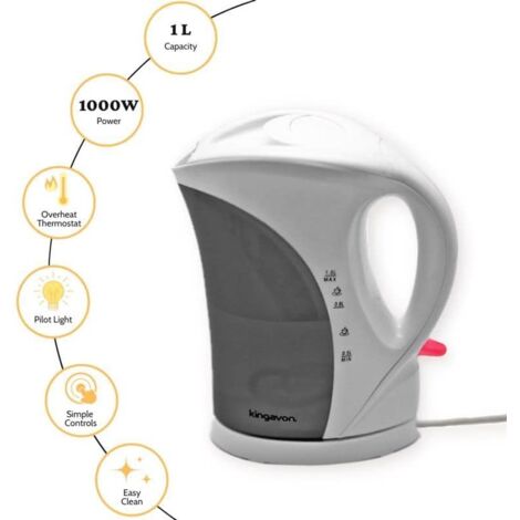 Small Cordless Lightweight Electric Kettle 900W 1 Litre in White Cheap ...