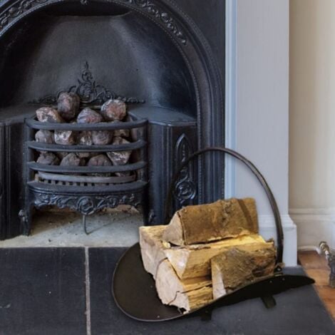 Garden Mile Traditional Vintage Black Steel Log Holder Cradle Basket ...