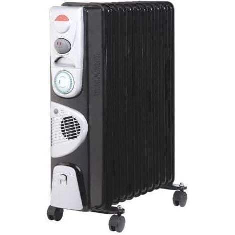 Modern Oil Filled Radiator With Timer Black