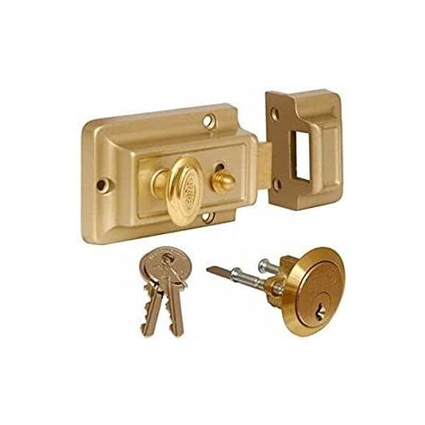 Night Latch Door Lock with 3 Keys - Polished Brass Gate Lock Extra ...