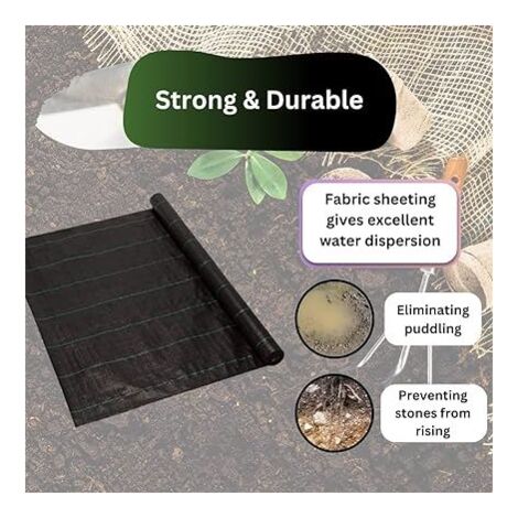 15m x 1m Black Anti Weed Control Fabric Mulch Membrane Ground Sheet ...