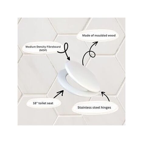 Marco Paul 18" Standard Traditional White Wooden MDF Toilet Seat ...