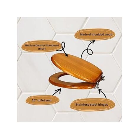 Marco Paul 18" Standard Traditional White Wooden MDF Toilet Seat ...