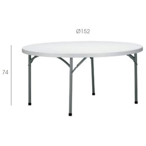 garbar VERDI Table Ronde Pliante Intérieure, Extérieure Ø150 Gris