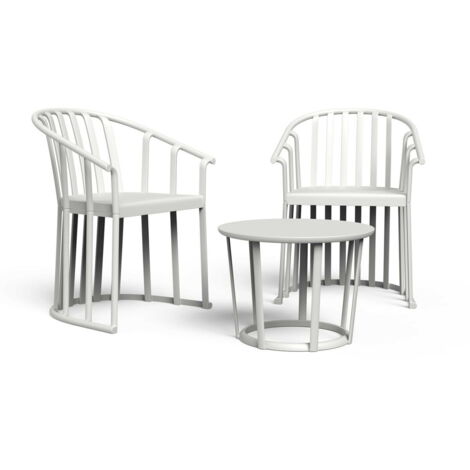 Resol RAFF Fauteuil-Table Intérieur, Extérieur Set 2+1 Blanc