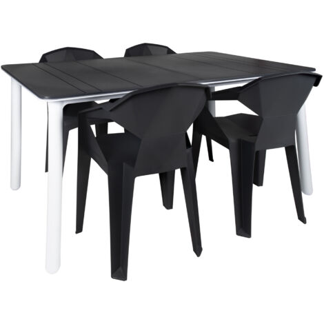 garbar NOA160-DELTA Chaise-Table Intérieur, Extérieur Set 4+1 Blanc ...
