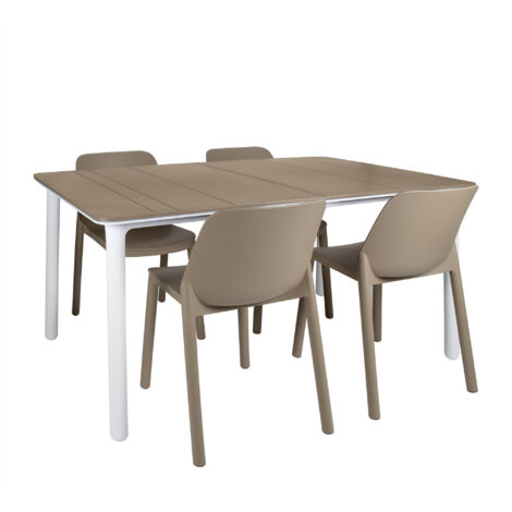 garbar NOA160-ONE Chaise-Table Intérieur, Extérieur Set 4+1 Blanc/Sable ...