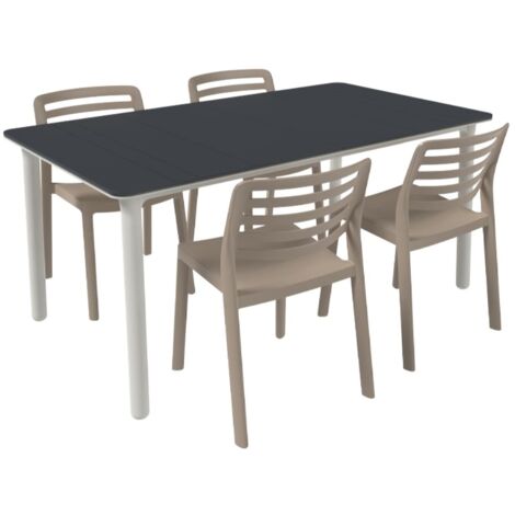 garbar NOA160-WIND Chaise-Table Intérieur, Extérieur Set 4+1 Anthracite ...