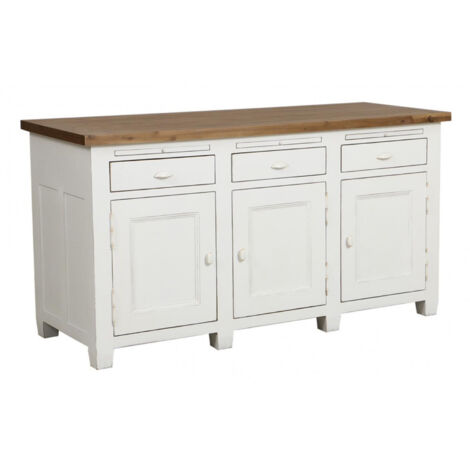 Buffet bas 3 portes 3 tiroirs - Bois - Blanc - Interior's