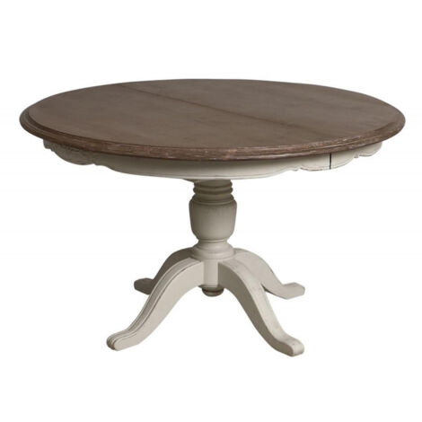 Table ronde extensible pied central - Bois - Blanc - Interior's