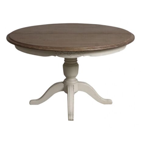 Table ronde extensible pied central - Bois - Blanc - Interior's