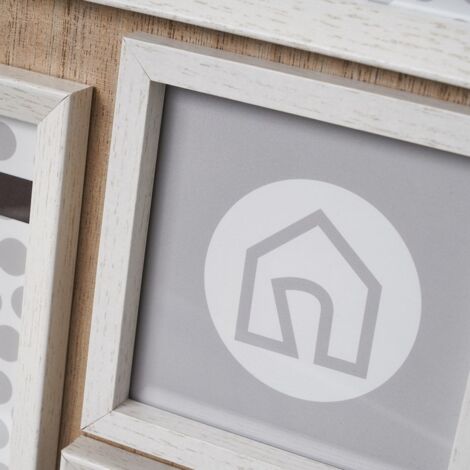 Cadre photo multiple 32x38 cm en verre et bois blanc et beige