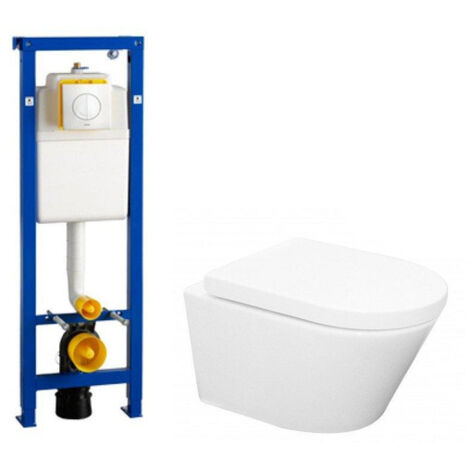 Wiesbaden Vesta ensemble WC sans bride 52cm incluant réservoir WC Wisa ...
