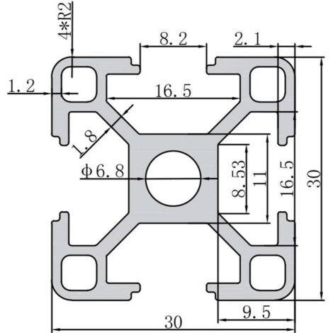 TRU COMPONENTS 3030C TC-10493172 Profilé aluminium anodisé 1000 mm x 30 ...