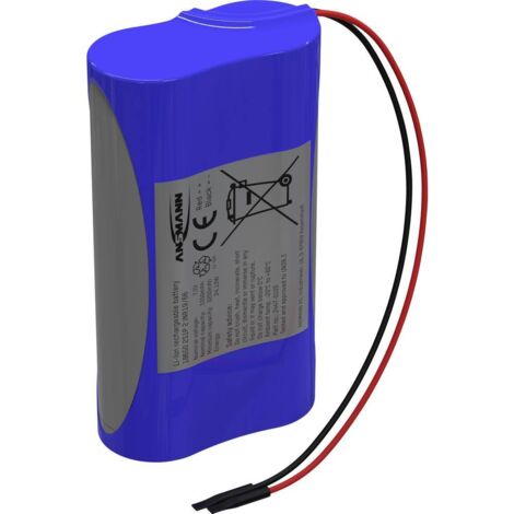 Ansmann 2S1P Pack de piles rechargeables 2x 18650 avec câble Li-Ion 7.2 ...