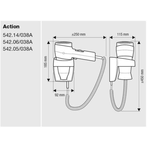 Valera Action Super Plus 1600 542.06/038A B Sèche-mains mural noir-chrome