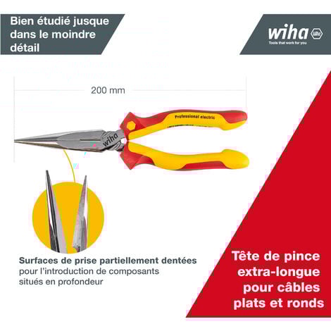 Wiha Pince demi-ronde Professional electric avec taillant forme droite ...