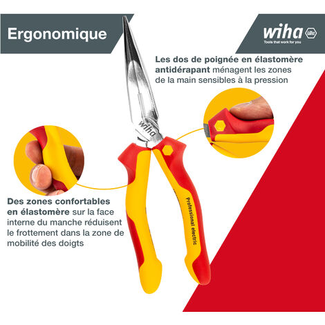 Wiha Pince demi-ronde Professional electric avec taillant forme droite ...