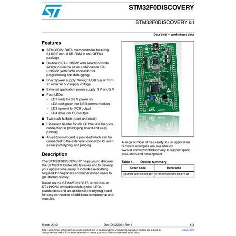 STMicroelectronics STM32F0DISCOVERY Carte de développement STM32F0DISCOVERY STM32 F0 Series