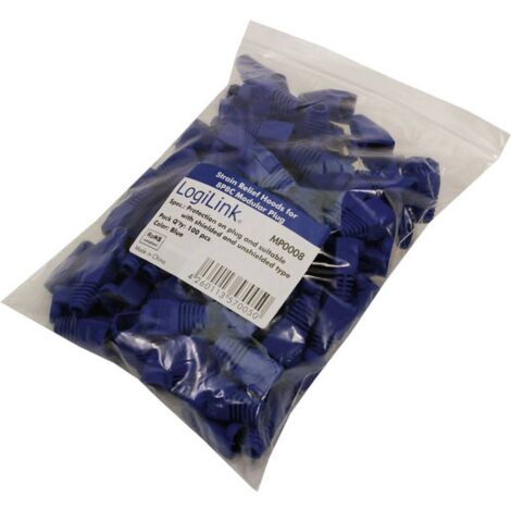 Passe-câble anti-pliage RJ45 LogiLink MP0008 RJ45 bleu 100 pc(s)