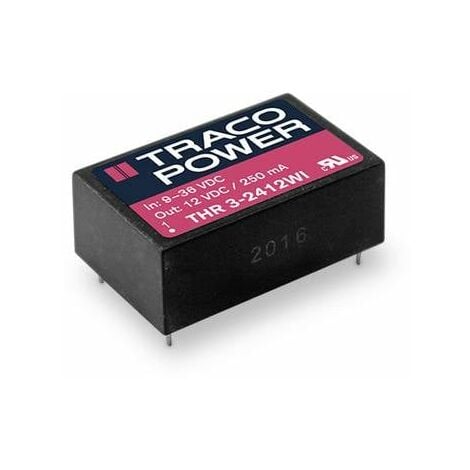 TracoPower THR 3-2423WI Convertisseur CC/CC pour circuits imprimés 24 V/DC 3 V/DC 100 mA 3 W Nbr ...