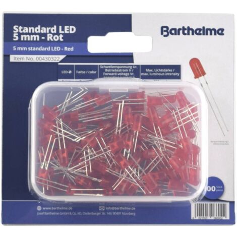 Barthelme Assortiment de LEDs rouge rond 5 mm 800 mcd 35 ° 20 mA 2 V