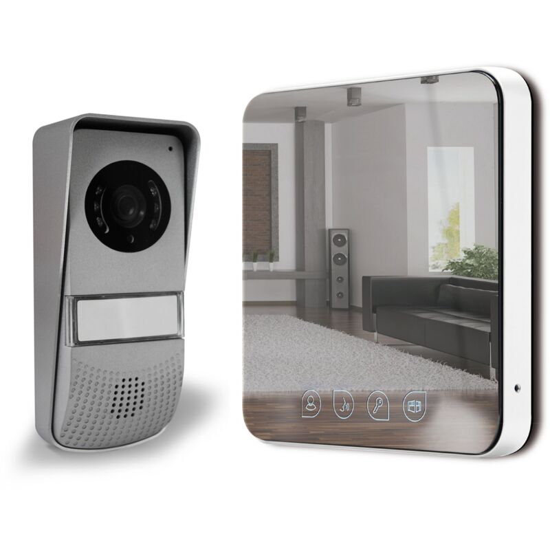 Visiophone filaire ultra plat design "effet miroir"