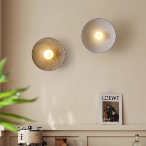 2 Pezzi Vintage Applique da Parete Interno Illuminazioni a Muro Rotonda ...