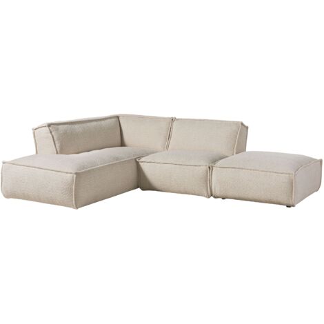 Ecksofa inkl. Hocker 195x220x79 Polyester beige RAVENNA