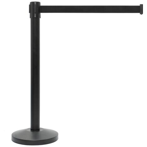 Potelet à sangle rétractable - Poteau noir avec sangle noire