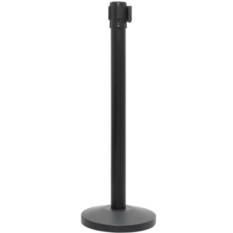 Potelet à sangle rétractable - Poteau noir avec sangle noire