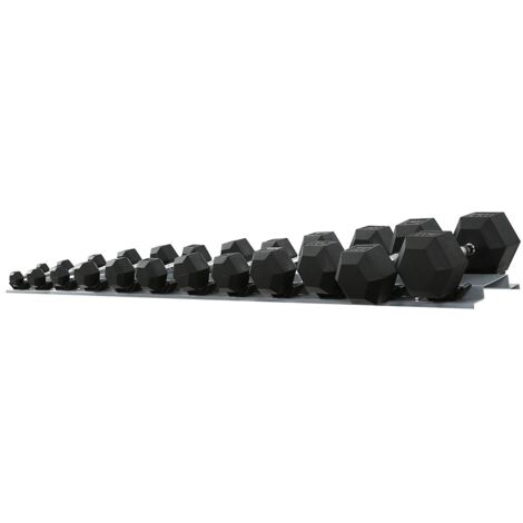 Set d'haltères hexagonales - caoutchouc noir - 12 pièces - 143 kg
