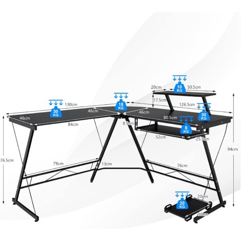 GOPLUS L-förmiger Computertisch, Eck-Schreibtisch mit Abnehmbarer ...