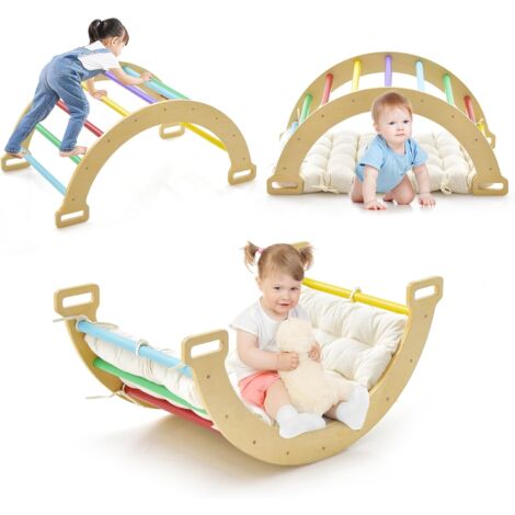 GOPLUS Kinder Kletterbogen mit Kissen, Kletterdreieck Indoor aus Holz ...