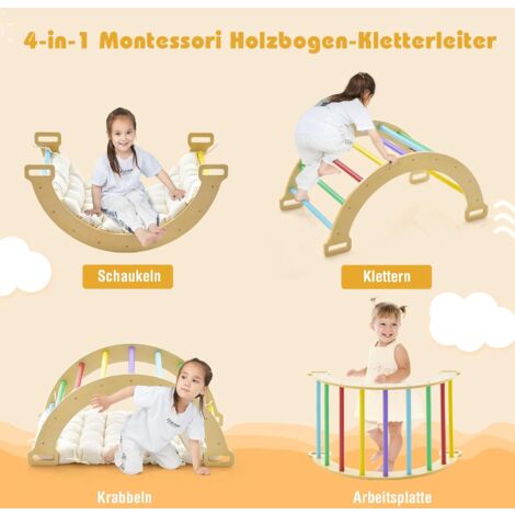 GOPLUS Kinder Kletterbogen mit Kissen, Kletterdreieck Indoor aus Holz ...