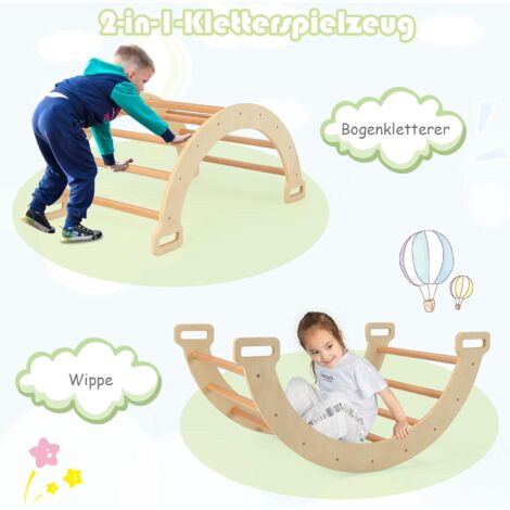 GOPLUS Kinder Kletterbogen mit Kissen, Kletterdreieck Indoor aus Holz ...