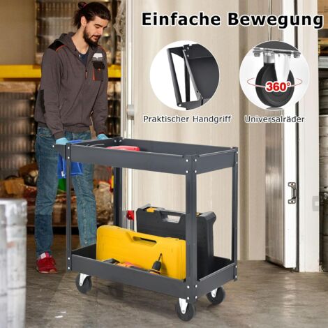GOPLUS 2 Etagen Werkzeugwagen, multifunktionaler Materialwagen aus ...