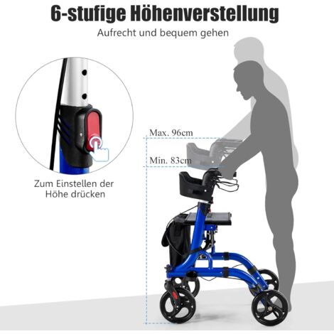 GOPLUS Rollator faltbar, höhenverstellbare Gehhilfe inkl. Griffe & Sitz ...