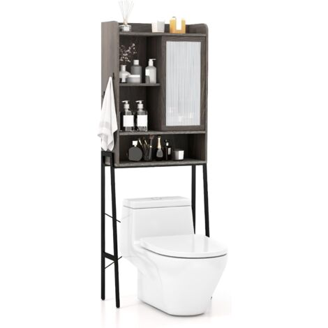 GOPLUS Toilettenschrank, Badezimmerschrank mit Schiebetür ...