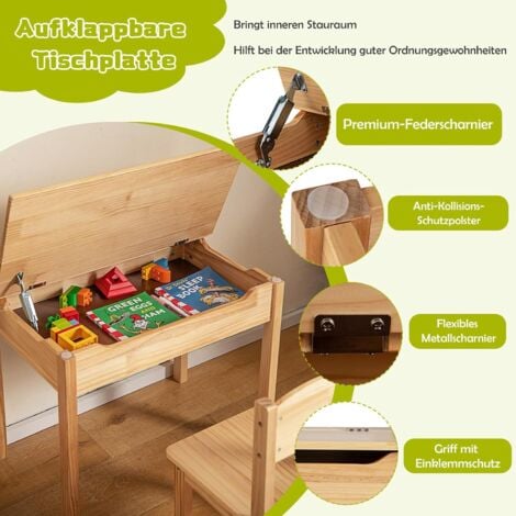 GOPLUS Kindertisch mit Stuhl, Maltisch mit Papierrolle & Marker ...