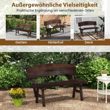GOPLUS Gartenbank Holz, 2 Sitzer Sitzbank Outdoor, Holzbank wetterfest ...