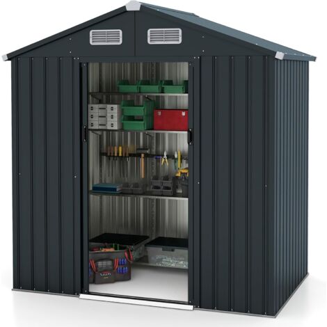 GOPLUS Gartenhaus Metall 2.16m²/ 4,26 m³, 182 x 129 x 197 cm ...