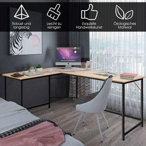 GOPLUS Eckschreibtisch in L-Form, Großer Schreibtisch Computertisch ...
