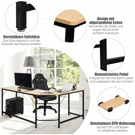 GOPLUS Eckschreibtisch in L-Form, Großer Schreibtisch Computertisch ...