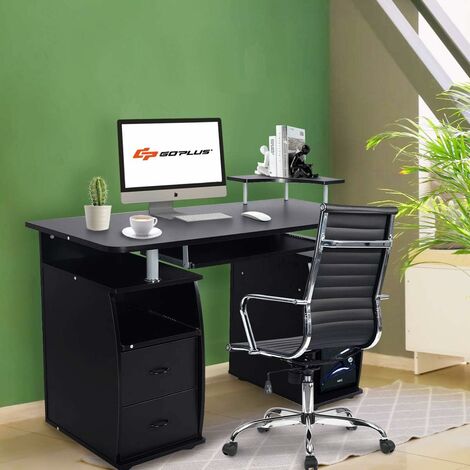 GOPLUS Computertisch, Schreibtisch, Bürotisch mit Tastaturauszug ...